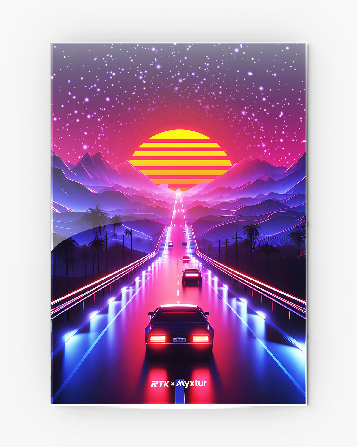Neon Sunset Drive Metal Poster – Myxtur