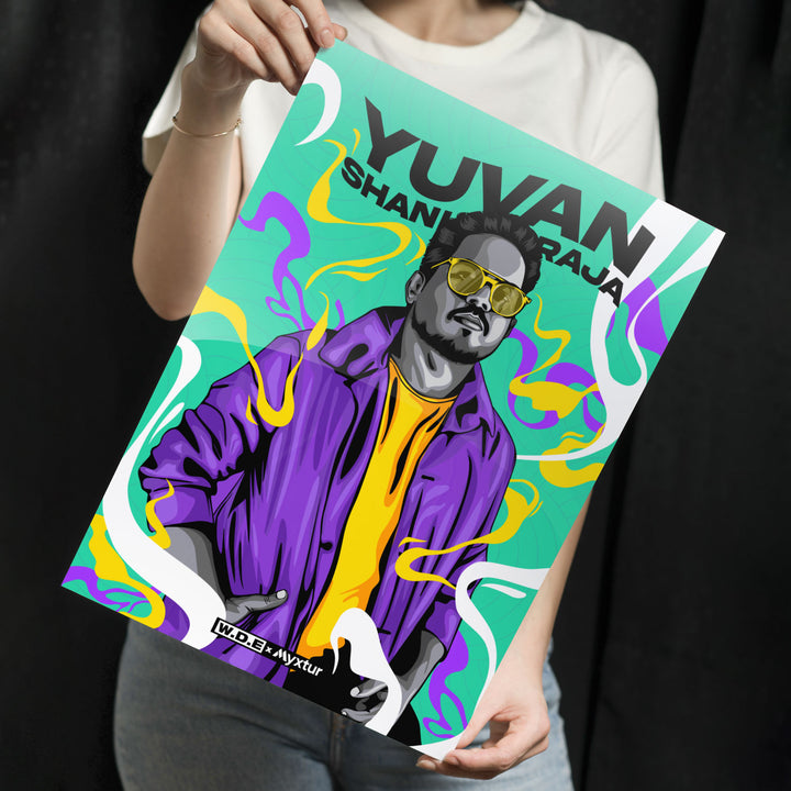 Yuvan Shankar Raja Psychedelic Tribute [WDE] Metal Poster – Myxtur